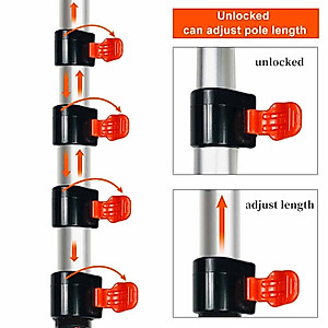 Buyplus 26ft Reach, 5 to 20ft Telescoping Pole, Paint Roller Extension Pole, Multi-Purpose Extendable Pole, Lightweight Sturdy Aluminum Telescopic Pole, Easy Flip-Tab Lock Paint Extension Pole