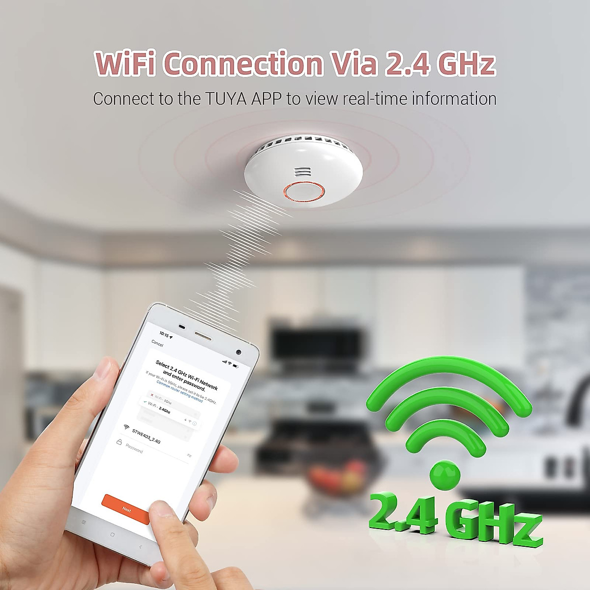 Putogesafe Smart Smoke Detector, Wireless WiFi Smoke Detector with App Control, WiFi Smoke Alarm with LED & Silence Button, Fire Alarm with Photoelectric Sensor for Home, Low Battery Warning, 2 Pack