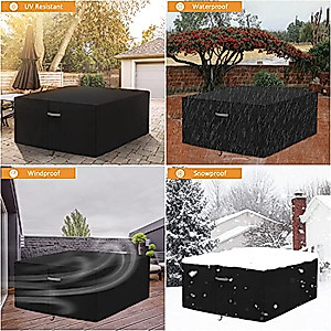 Dokon Patio Furniture Set Cover with Air Vents, Waterproof, Anti-Fading, UV Resistant Heavy Duty 600D Oxford Fabric Outdoor Sectional Sofa Set Cover, Table and Chair Cover (76"L x 76"W x 28"H) - Black