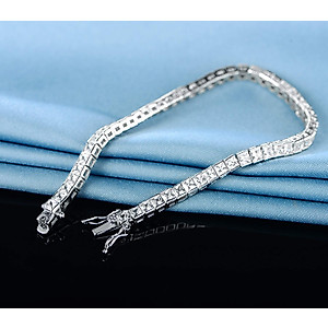 Gemsme 14K White Gold Plated 3.0mm Bracelet Classic Hypoallergenic Cubic Zirconia Tennis Bracelet for Women