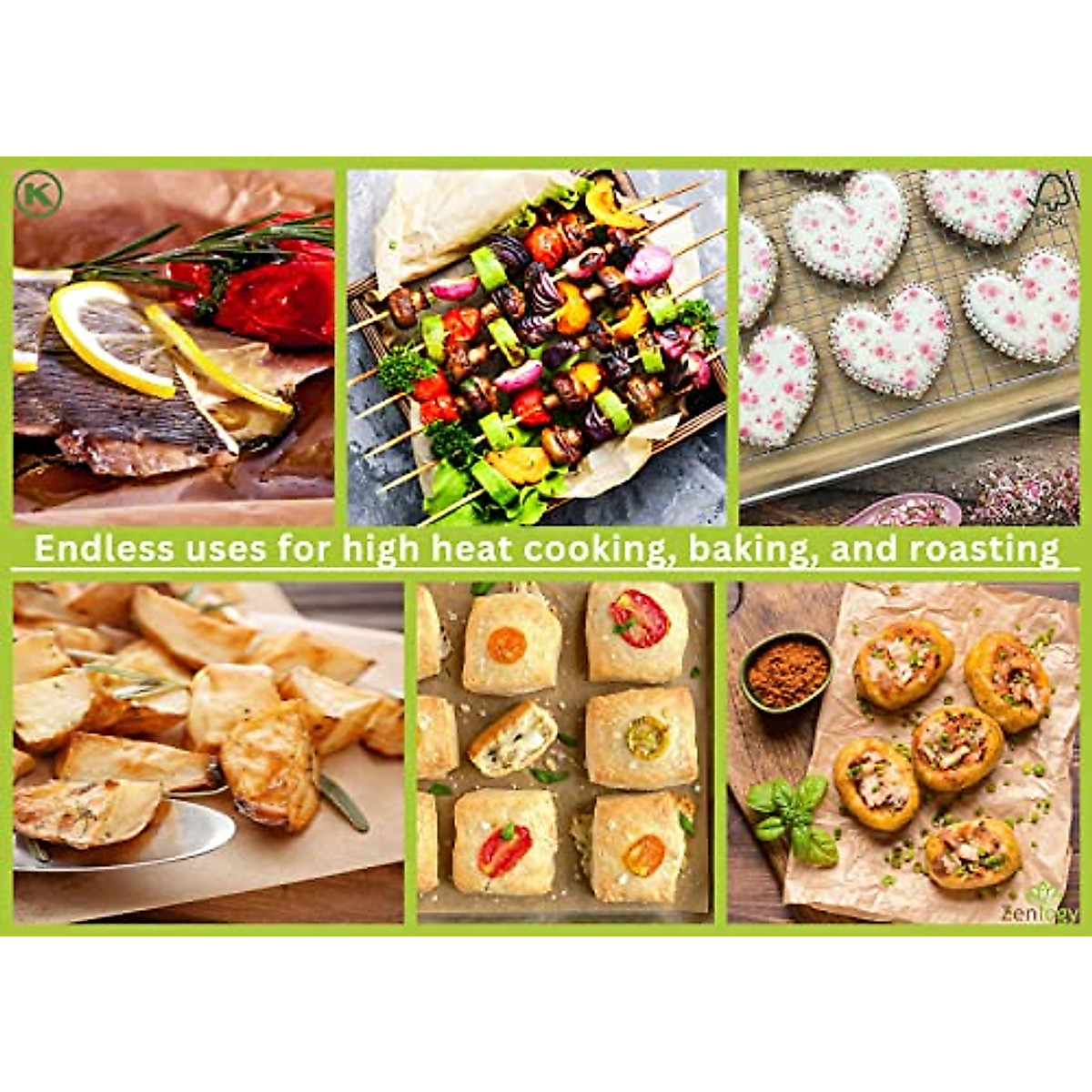 Zenlogy Parchment Paper Sheets 12x16 for Baking - Unbleached Chlorine-free, High Heat, Non-Stick Pre-Cut Parchment Paper for Half Sheet Pans (200 sheets)