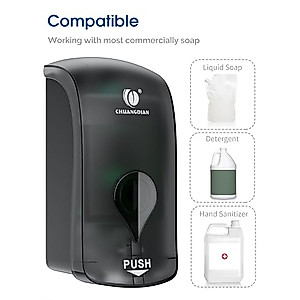 Manual Foam Soap Dispenser, 35oz (1000mL) Commercial Refillable Foaming Soap Dispenser-Transparent Black, CHUANGDIAN