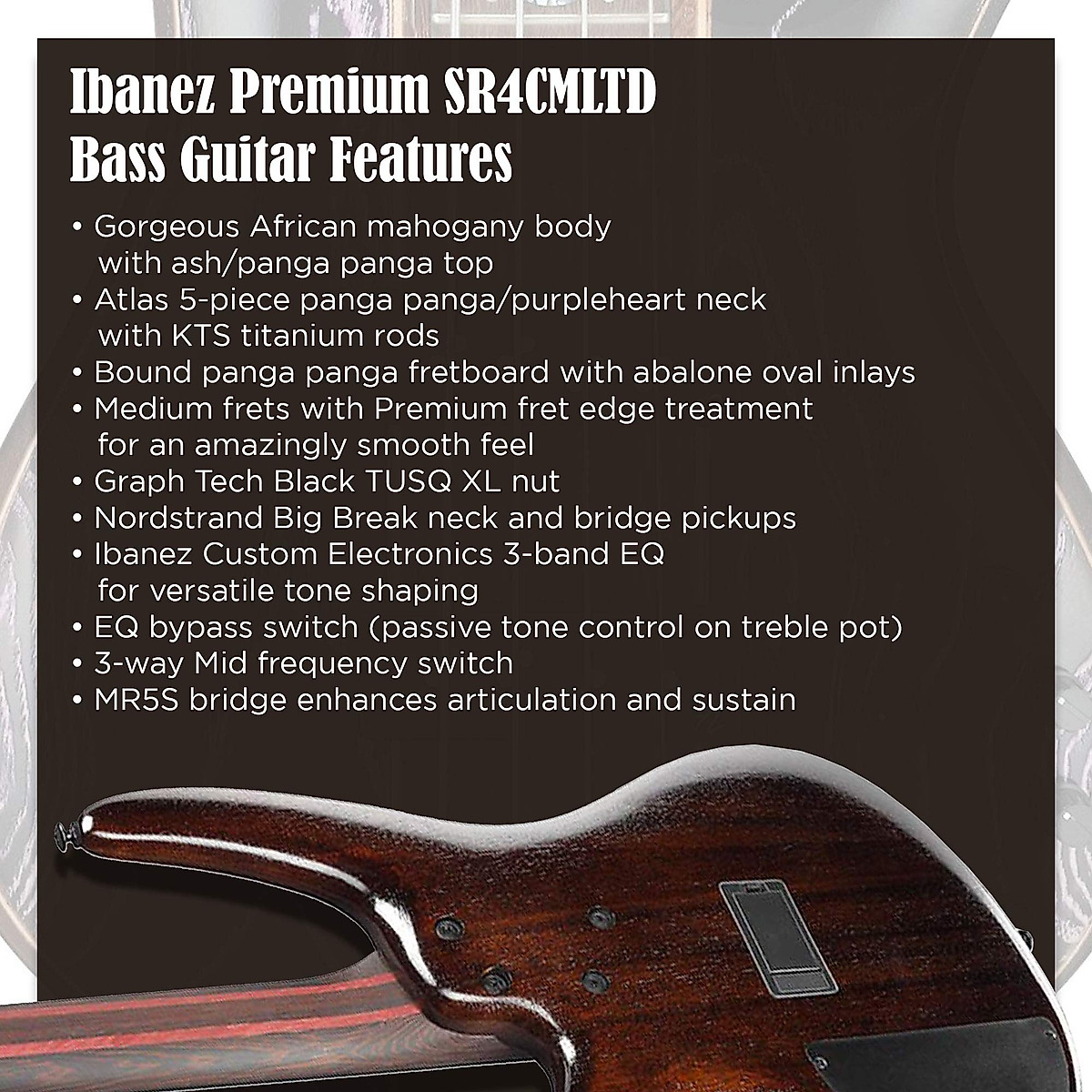 Ibanez SR Premium 4 String Electric Bass with Bag - Magic Wave Low Gloss