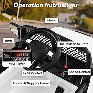 12V Electric Ride On Car for Kids with Remote Control, Storage, LED Lights, MP3 - Costzon