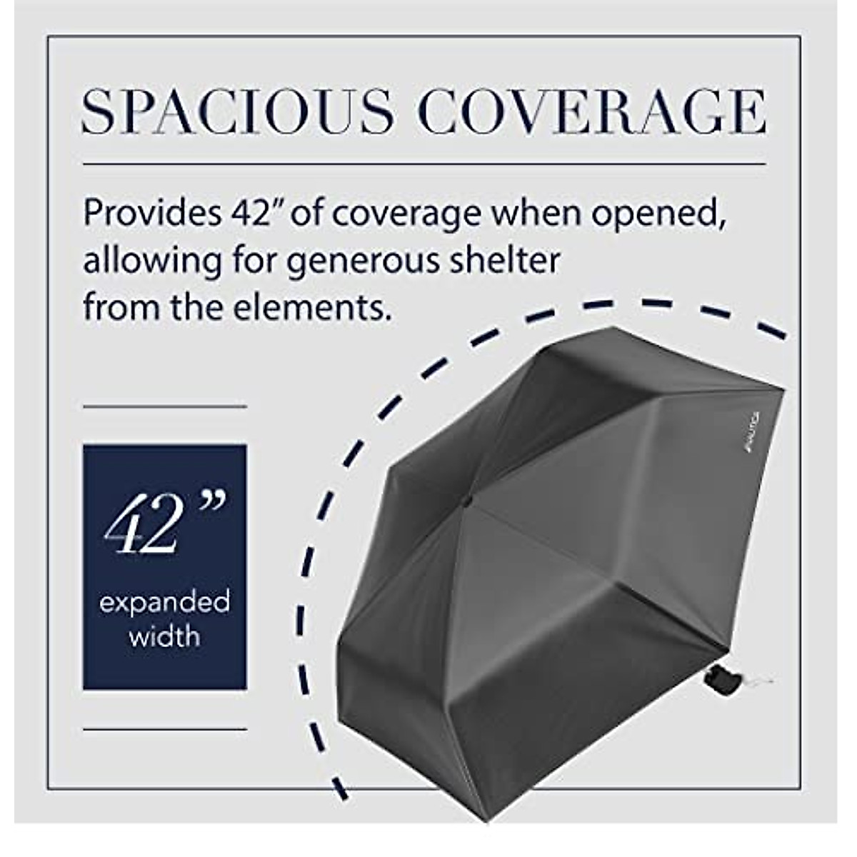 Nautica 3-Section Auto-Open Auto-Close Umbrella - Sturdy Rainy Day Protection with Ergonomic Rubber Coated Handle