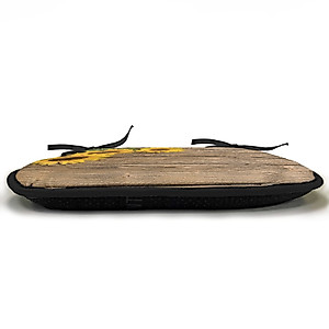 Lunarable Sunflower Chair Cushion Pads Set of 4, 3 Sunflowers on Wooden Background at Top Left Corner Picture Print, Anti-Slip Seat Padding for Kitchen & Patio, 16"x16", Umber Earth Yellow