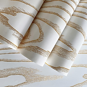 Orainege Gold Wood Contact Paper Gold and White Peel and Stick Wallpaper 17.7in x118.1in Gold Wood Grain Removable Wallpaper White and Gold Decorative Self Adhesive Contact Paper Bedroom Kitchen