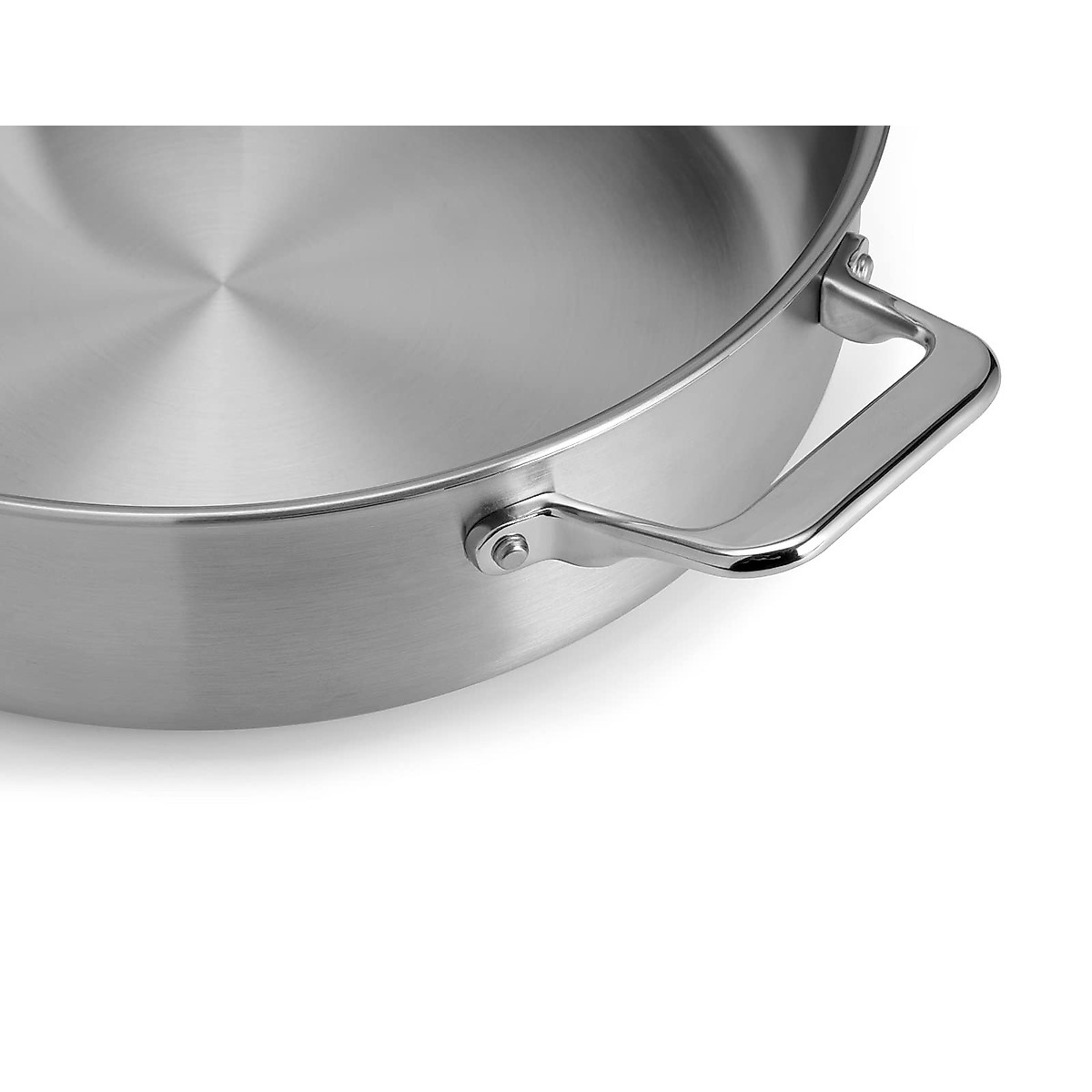 Misen 3 QT Stainless Steel Sauté Pan with Lid - Deep Frying Pan - Large 5-Ply Steel Cooking Pan