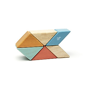 6 Piece Tegu Pocket Pouch Prism Magnetic Wooden Block Set, Sunset
