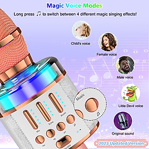 Verkstar Karaoke Microphone, Handheld Bluetooth Wireless Karaoke Microphones for Adults Kids Portable Singing Speaker Mic with Colorful LED Lights for Christmas Birthday Gifts