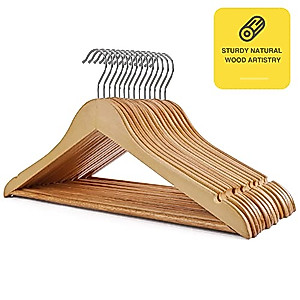 UINICOR Wooden Hangers - 30 Pack - Slim Wooden Suit Hangers Coat Hangers for Closet, Heavy Duty Hangers Precisely Cut Notches Wood Hangers,Clothes Hangers for Shirt Suit Dress Natural