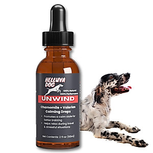 Unwind by Helluva Dog - Natural Anxiety Calming Drops for Active Performance Dogs — MCT Oil, Chamomile & Valerian Drops for Focused Training, Relaxation Before and After Activity, 2oz Bottle
