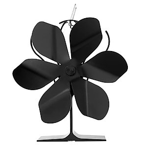 Leepesx Wood Stove Fan, Fireplace Fan Heat Powered Stove Fan Black 6 Blades Quiet Fireplace Fan Efficient Heat Distribution Stove Fan,Wood Stove Accessories