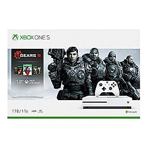 Microsoft Xbox One S 1TB Gears 5 Console Bundle - White Xbox One S Console & Controller - Full download of Gears 5 included - Custom AMD Octa-core CPU - 8GB RAM 1TB HDD - 4K Blu-ray & Streaming
