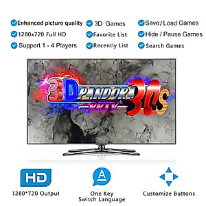 RegiisJoy 13000 in 1 Wireless Pandora Box 40S Bluetooth Arcade Game Console for PC & Projector & TV, 2-4 Players, 1280X720, 3D Games, Search/Hide/Save/Load/Pause Games, Favorite List