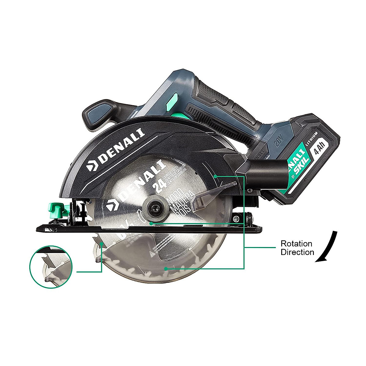 Amazon Brand - Denali by SKIL 20V Cordless Drill, Reciprocating & Circular Saw, Work Light With (2) 2.0Ah Lithium Batteries, 2.4A Charger & Carry Bag