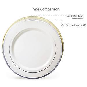 " OCCASIONS " 50 Plates Pack (25 Guests)-Heavyweight Wedding Party Disposable Plastic Plate Set -25 x 10.5'' Dinner + 25 x 7.5'' Salad/Dessert plates (Plain Ivory)