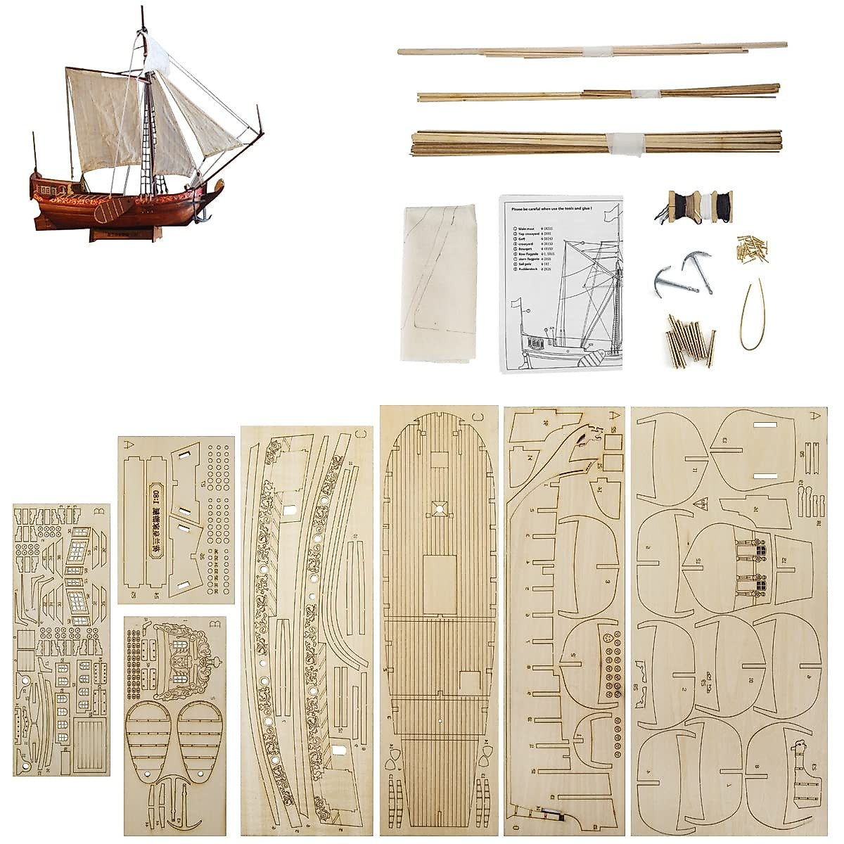 GAWEGM Wooden Model Ships Kits to Build for Adults - 1678 Royal Dutch Yacht Ancient Sail Ship Model Kit with Brass Accessories, for Ship Model Enthusiasts, Building Model Ship Beginners