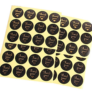 SUKPSY 20 Sheet(240 Pcs) Thank You Love Stickers Black Round Gold Foil Fonts Sealing Sticker Label for Business,Boxes,Packaging Bags,Envelopes,Baking DIY Gift Stickers