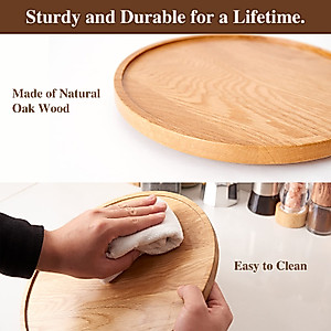 12” Lazy Susan Organizer for Kitchen, Oak Wood Lazy Susan Turntable for Cabinet Pantry Table Organization