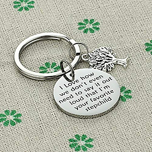 Ahaeth Jewelry Stepmom Gift Keychain Ideas for Women Men Funny Best Stepdad Keychains Gifts Stepmom Keychain