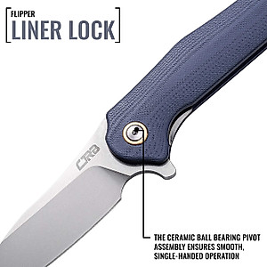 CJRB Agave Folding Pocket Knife with Clip, Liner Lock, 3.72 Inch Drop Point Blade, Grey G10 Handle