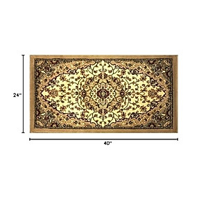 Bellagio Traditional Oriental Door Mat Design 401 Ivory (24 Inch X 40 Inch)
