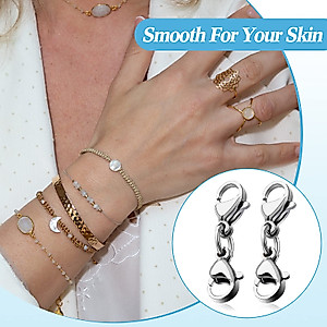 Double Lobster Clasp Extender Double Claw Connector Bracelet Extension Clasp Small Bracelet Extender Necklace Shortener Clasp for DIY Jewelry Making 0.98 Inch(Silver,0.98 Inch)