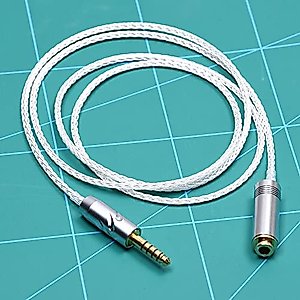 GAGACOCC 8 Cores Clear Silver Plated Cable 4.4mm Male to 4.4mm Female Balanced Audio Adapter Extension Cable Compatible for Sony NW-WM1Z 1A MDR-Z1R TA-ZH1ES PHA-2 (1Meter)