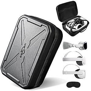 sarlar Travel Protective Case Compatible with Oculus Meta Quest 2/Quest 3/Vision Pro, Accessories Carrying Bag for Original and Elite Strap VR Headset & Touch Controllers, Includes Lens Protect Cover