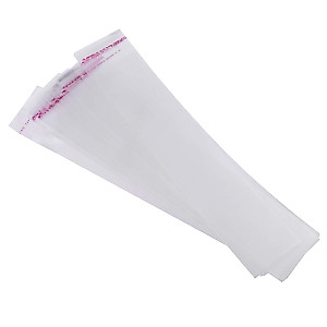 VORCOOL 200pcs Clear Long Cello Bags Self Sealing Thick OPP Adhesive Bags for Bakery Cookies Christmas Halloween Party Decorative Gift(5x27cm)