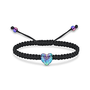constantlife Heart Shape Urn Bracelet for Ashes Black Braided Rope Adjustable Bangle Cremation Jewelry Keepsake Memorial Gift for Women (Colorful)