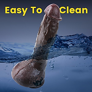 Realistic Dildo, 8.8 Inch Huge Thick Black Dildo with Body Safe Material Soft Silicone, Suction Cup Dildo for Hands-Free Fun, Anal Dildo Female Sex Toys for Women and Men, BBC Dildo Adult Sex Toys