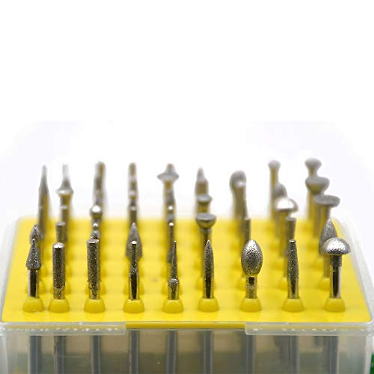 Oudtinx 50-Piece 1/8-Inch Shank Diamond Coated Rotary Burrs Set Fits Dremel Rotary Tools,Diamond Burr Set for Jewelry,Glass,Stone,Ceramic,ect.(Small Head Style)