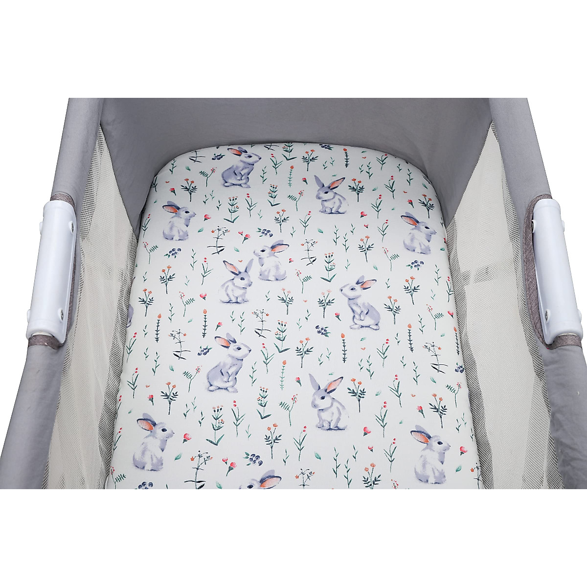 Bassinet Sheets for Baby Boy and Girl, Stretchy Breathable Fitted Sheet Universal for Bassinet Cradle Hourglass Oval Rectangle Pad/Mattress, 4 Pack Deer, Elephant, Rabbit and Squirrel Printing