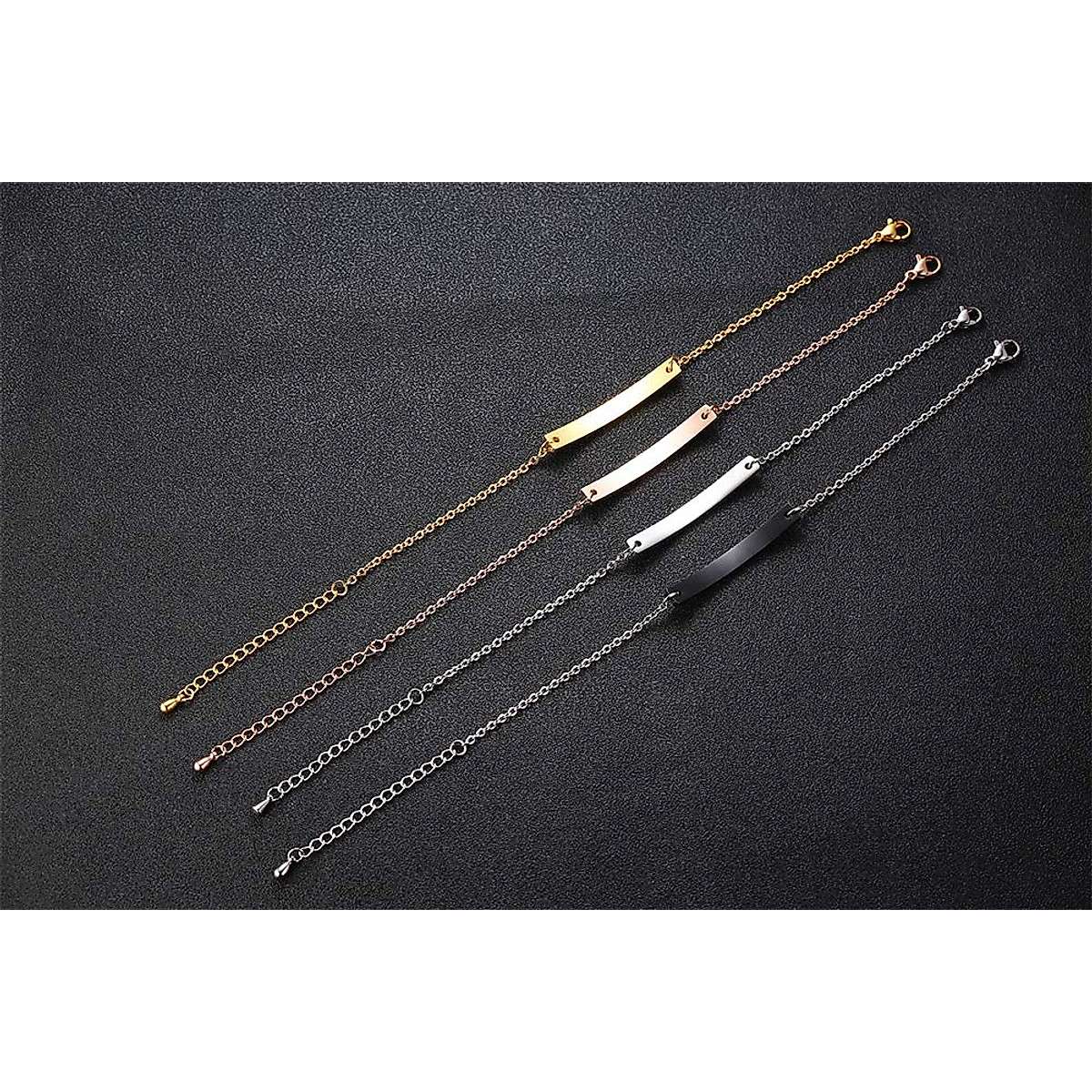 VNOX Set for 5 Customize Friendship Jewelry Stainless Steel Delicate Skinny Bar Adjustable Bridesmaid Bracelet