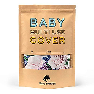 Multi Use Nursing Breastfeeding Cover Scarf-Car Seat Canopy by Busy Monkey-Shopping Cart-High Chair-Stroller and Carseat Covers for Boys and Girls-Infinity Stretchy Shawl-Baby Shower-Floral