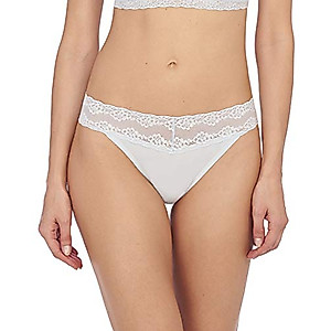 Natori Women's Bliss Perfection One Size Thong, Baby Blue/White