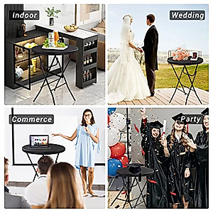 Byliable 32in Cocktail Table High Top Folding Table, Portable Bar Height Folding Table Round with Removable Legs, Indoor Outdoor Banquet Table for Parties, Commercial, Speech, School- Granite Black