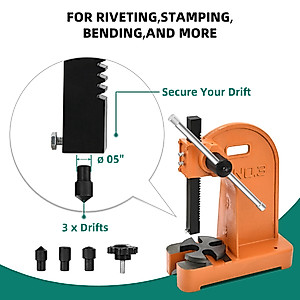 YITAHOME 3 Ton Manual Arbor Press, 12.2 Inch Maximum Height, Heavy Duty Arbor Presses, Press Machine for Riveting Punching Holes, Orange Manual Desktop Arbor Press Cast Iron Material