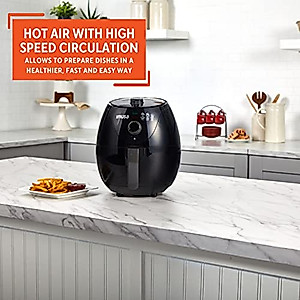IMUSA 3.3 Quart Black Electric AIr Fyer with Multi Function Knob, 1200 Watts