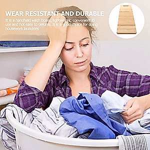 Cabilock Bamboo Washboard Clothes Washboard Anti Slip Laundry Cleaning Board Manual Clothes Washing Tool for Home School 50X17CM