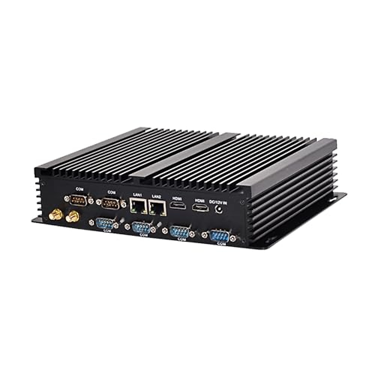 HUNSN Fanless Industrial PC, Mini Computer, Core I5 4200U 4250U 4258U 4278U 4288U, Windows 11 / Linux Ubuntu, IM04, 2 x HDMI, 2 x LAN, 6 x COM RS232, 8 x USB, 8G RAM, 128G SSD
