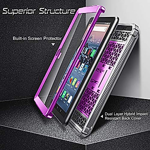 Fintie Shockproof Case for All-New Fire HD 8 and Fire HD 8 Plus Tablet (10th Gen, 2020 Release), [Tuatara] Rugged Unibody Hybrid Bumper Kickstand Cover with Built-in Screen Protector, Purple
