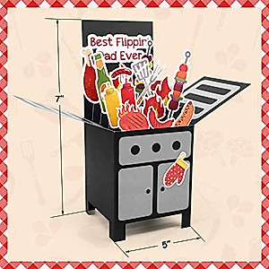 Mosailles Dad Birthday Card Christmas Greeting Thank You Gift Card For Father Husband Grandfather Brother Men Best Flippin’ Dad Ever 3D BBQ Pop Up Card With Envelopes And Notes