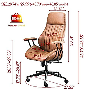 ovios Ergonomic Office Chair Home Office Desk Chair Modern Computer Chair High Back Lumbar Support Executive Height Adjustable Rolling Swivel Task Chair, Suede Fabric (Brown)