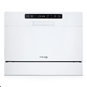 Compact Countertop Dishwasher, GASLAND Chef DW106W Portable Dishwasher with Air Dry Function, Dishwasher with 6 Place Setting and Silverware Basket for Apartment, Dorm and RV, White