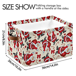 ALAZA Santa Claus Merry Christmas Candy Foldable Storage Box Storage Basket Organizer Bins with Handles for Shelf Closet Living Room Bedroom Home Office 1 Pack