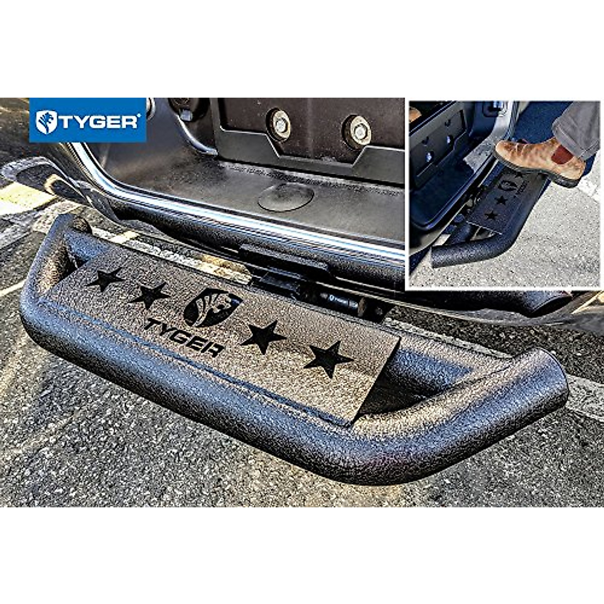 Tyger Auto TG-HS8U81238 Hitch Armor Compatible with Vehicles with 2" Hitch Receiver | Textured Black | Hitch Step | Rear Bumper Guard Protector | with Pin Lock and Stabilizer