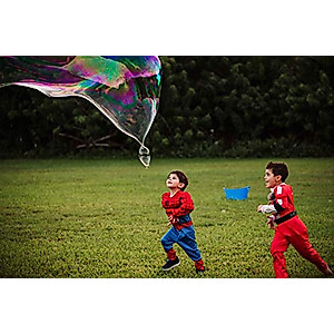 4 Big Bubble Wands & WOWMAZING Giant Bubble Powder Mix-6 Packets Makes 6 GALLONS | Turns Dish Detergent into Big Bubbles | Non Toxic Safe & Natural | Birthdays, Outdoor Family Fun for Girls & Boys